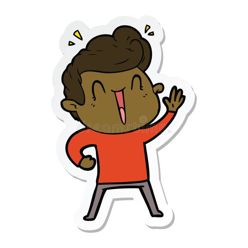 Sticker of a Cartoon Excited Man Stock Vector - Illustration of stick ...