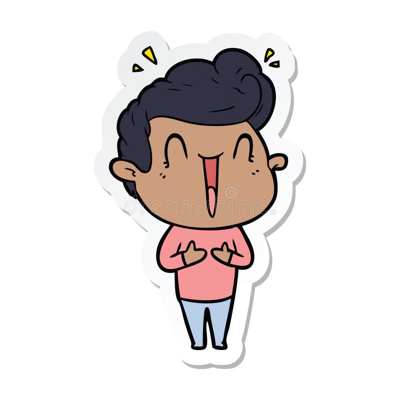 Sticker of a Cartoon Excited Man Stock Vector - Illustration of excited ...