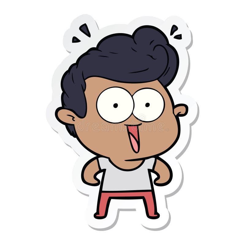 Sticker of a Cartoon Excited Man Stock Vector - Illustration of happy ...