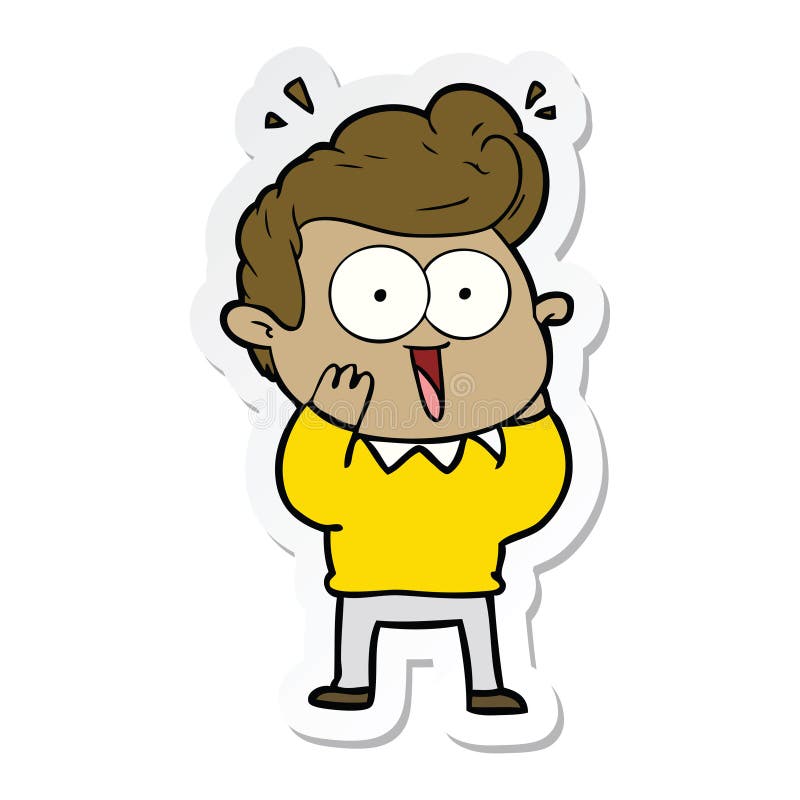 Sticker of a Cartoon Excited Man Stock Vector - Illustration of artwork ...
