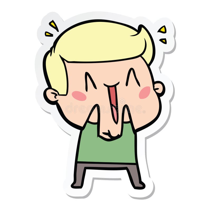 Sticker of a Cartoon Excited Man Stock Vector - Illustration of drawn ...