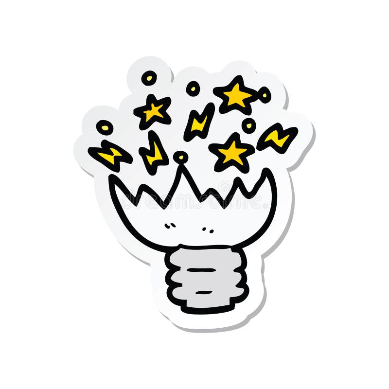 Sticker of a Cartoon Exploding Light Bulb Stock Vector - Illustration ...