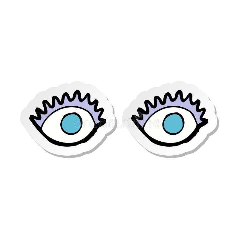 Sticker of a cartoon eyes stock vector. Illustration of drawing - 149297120
