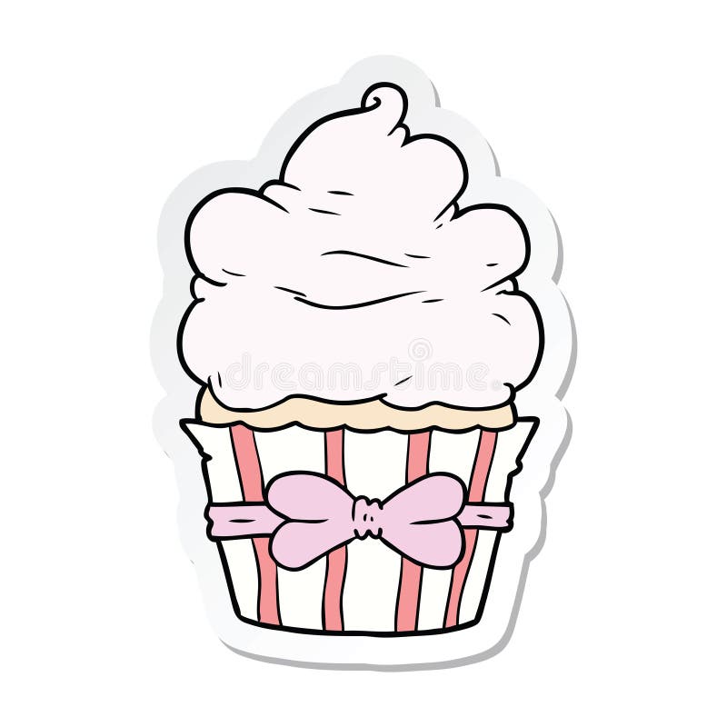 Sticker of a Cartoon Fancy Cupcake Stock Vector - Illustration of icon ...