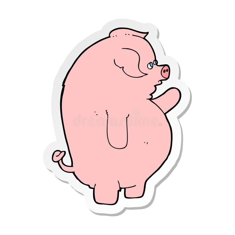 Sticker of a Cartoon Fat Pig Stock Vector - Illustration of icon, hand ...