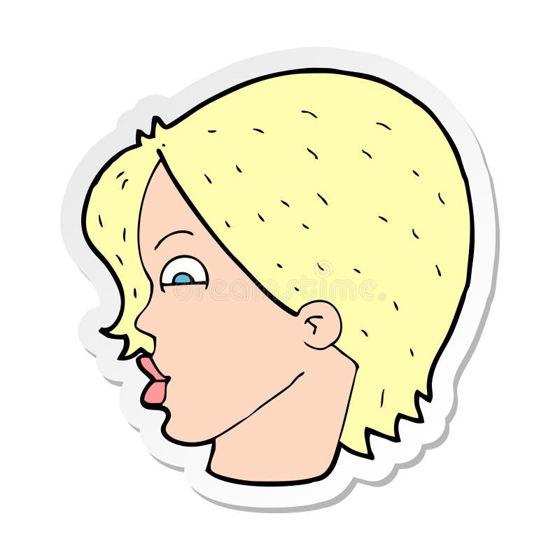 Sticker Female Woman Girl Face Profile Cartoon Character Cheerful Clip ...