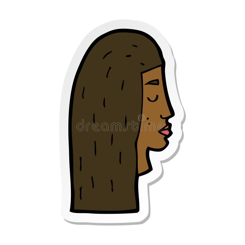 Sticker of a Cartoon Female Face Profile Stock Vector - Illustration of ...