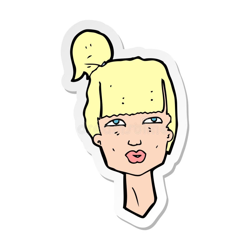 Sticker Head Hair Expression Face Woman Girl Pout Cartoon Character ...