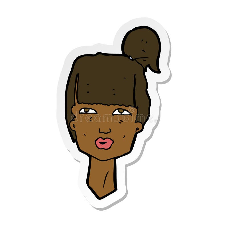 Sticker Head Hair Expression Face Woman Girl Pout Cartoon Character ...