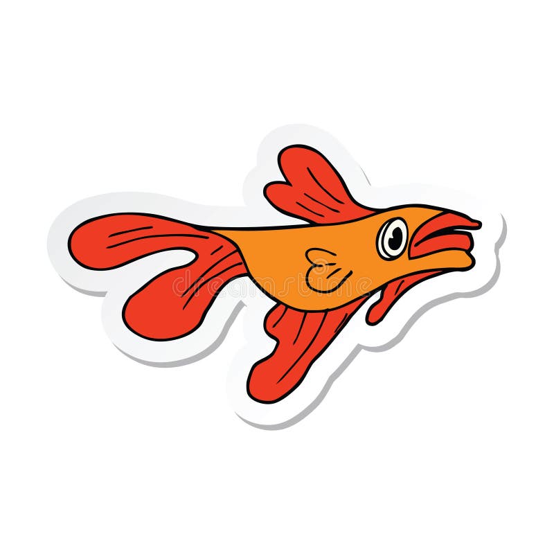Sticker of a Cartoon Fighting Fish Stock Vector - Illustration of ...