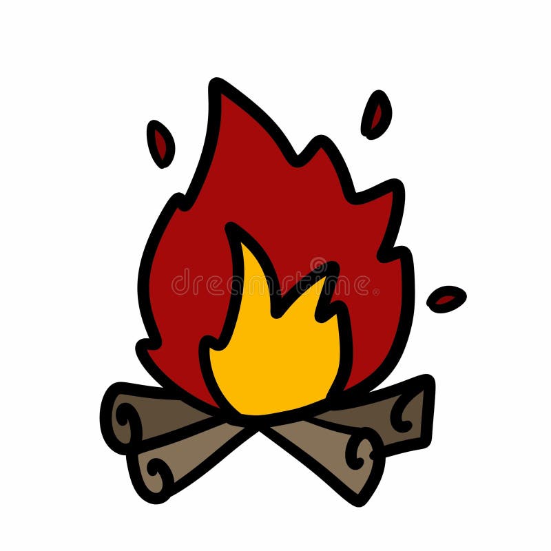 Sticker of a cartoon fire stock illustration. Illustration of drawn ...