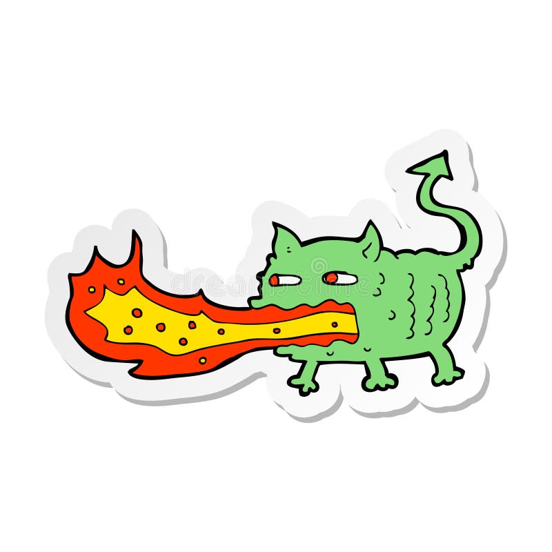 Sticker Imp Fire Breathing Devil Little Demon Monster Halloween Cartoon ...