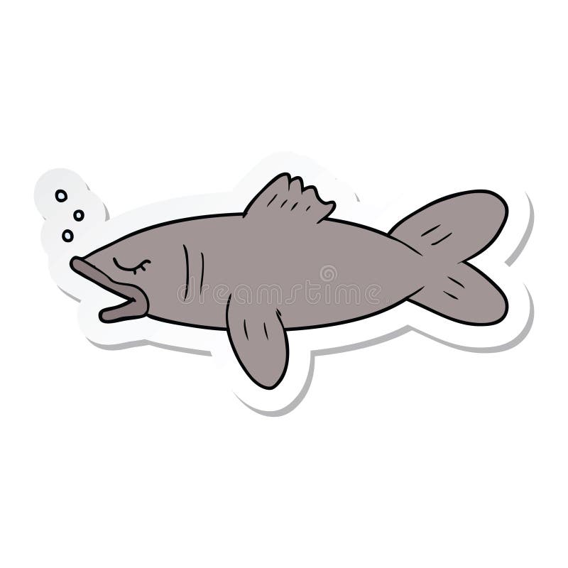 Sticker of a cartoon fish stock vector. Illustration of doodle - 150432456