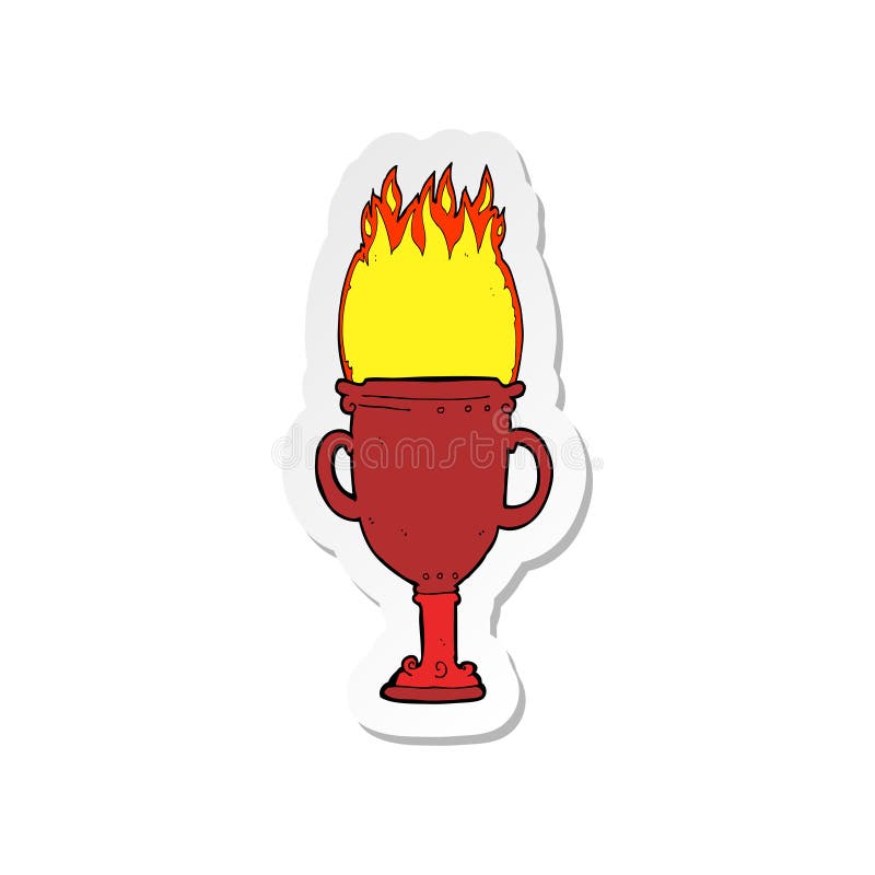 Sticker of a Cartoon Flaming Trophy Stock Vector - Illustration of ...