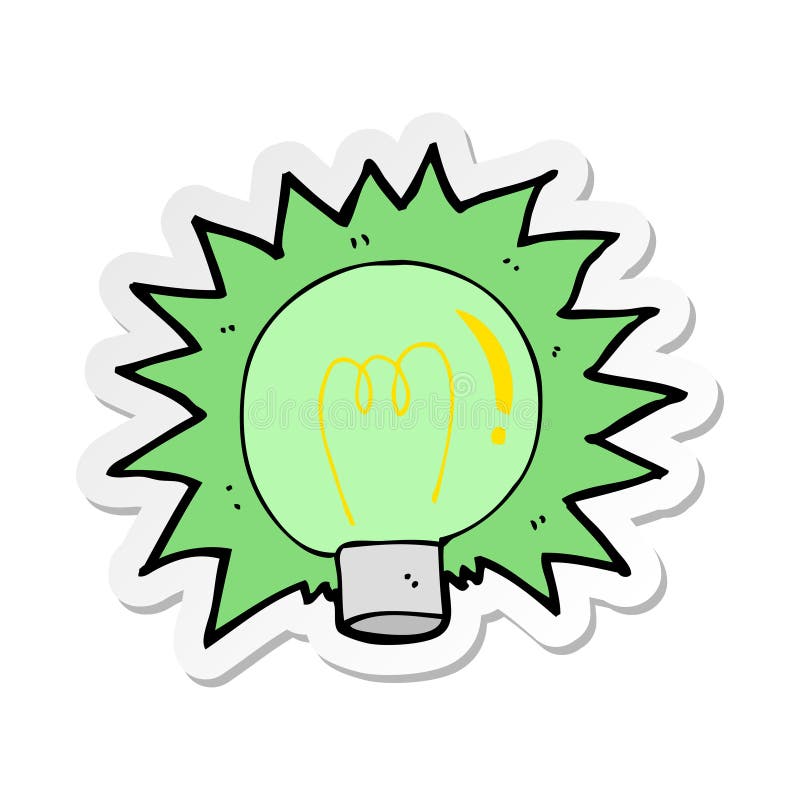 Sticker of a Cartoon Flashing Green Light Bulb Stock Vector ...