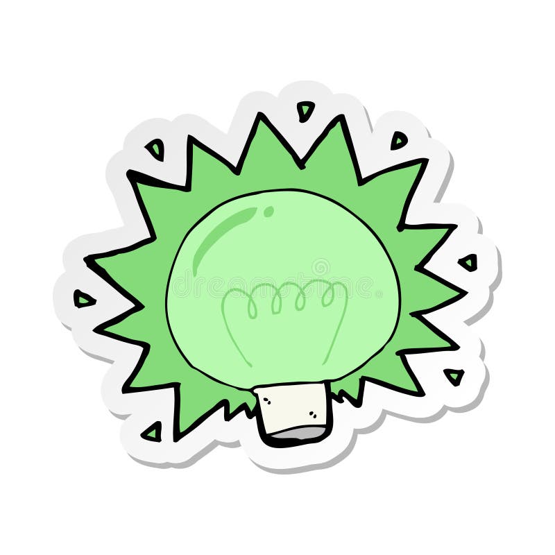 Sticker of a Cartoon Flashing Green Light Bulb Stock Vector ...