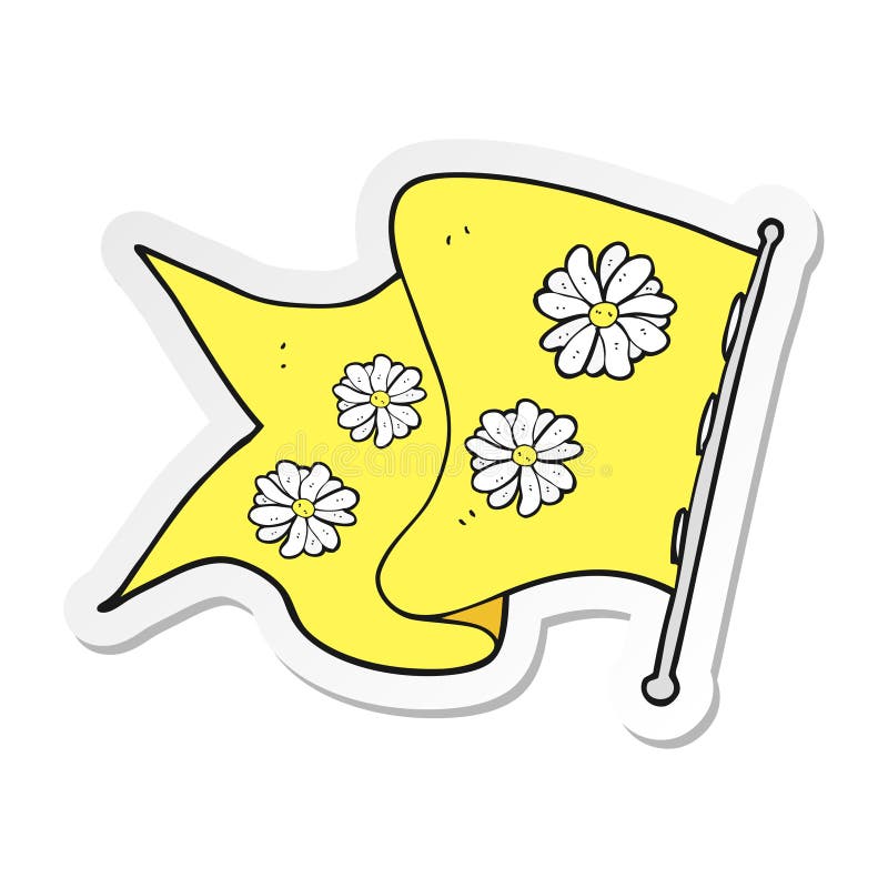 Sticker of a Cartoon Flower Flag Stock Vector - Illustration of ...