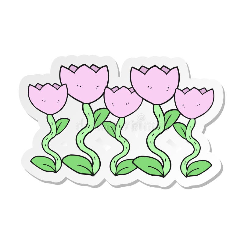 Sticker of a Cartoon Flowers Stock Vector - Illustration of freehand ...