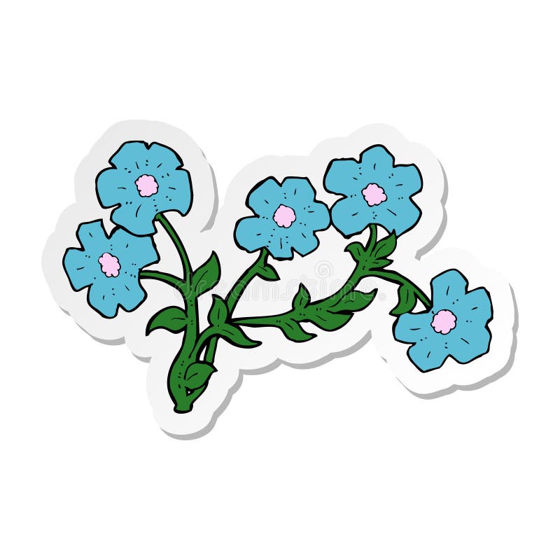 Sticker of a Cartoon Flowers Stock Vector - Illustration of doodle ...