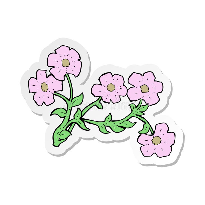 Sticker of a Cartoon Flowers Stock Vector - Illustration of quirky ...