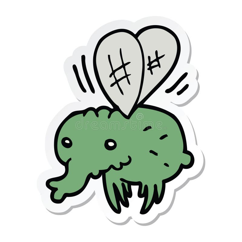 Sticker of a cartoon fly stock vector. Illustration of stick - 150390681