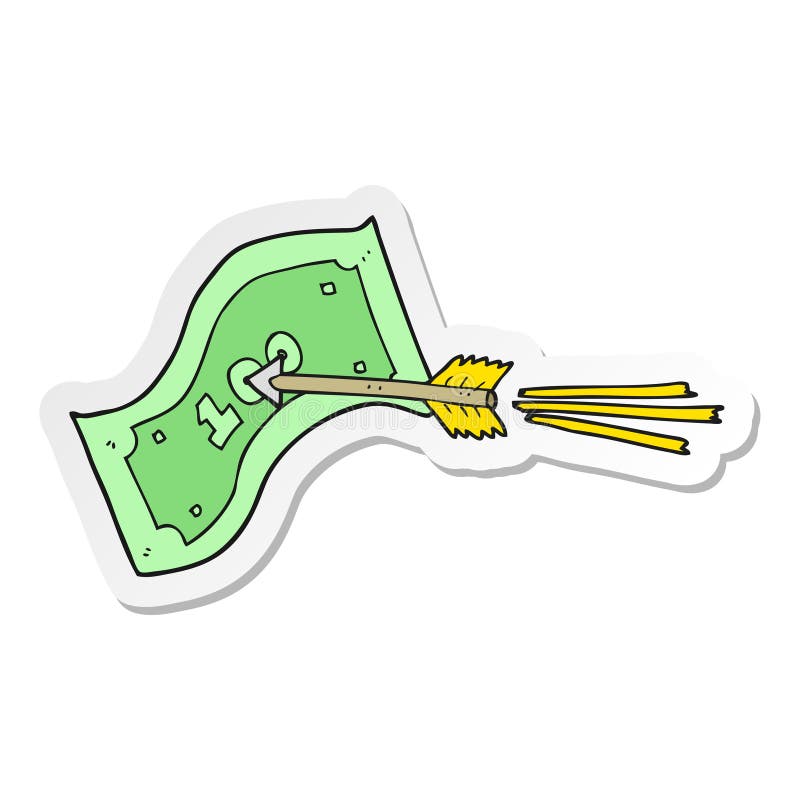 Sticker of a Cartoon Flying Arrow Hitting Money Note Stock Vector ...