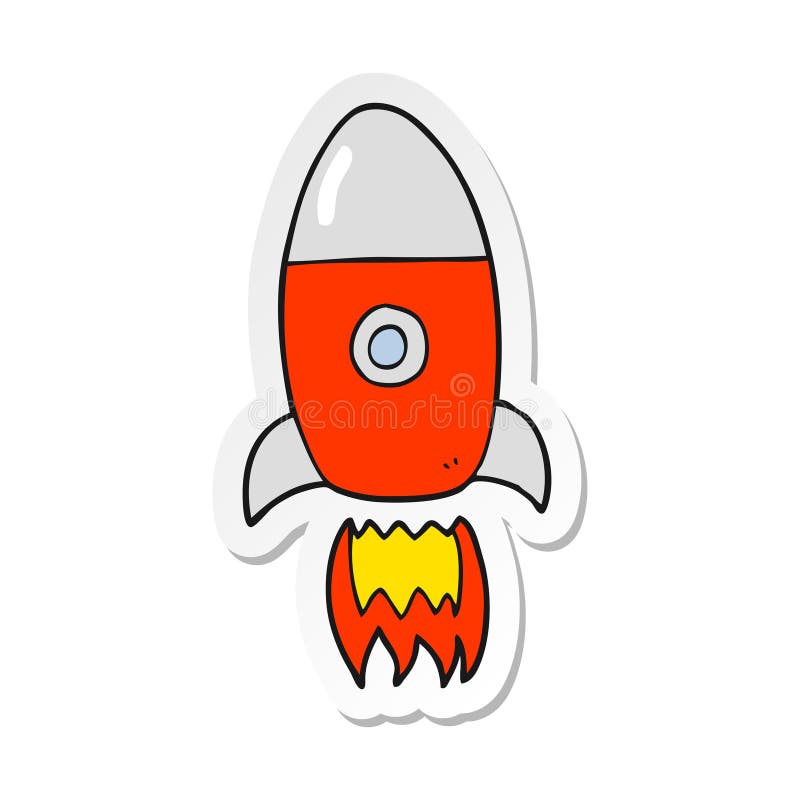 Sticker of a Cartoon Flying Rocket Stock Vector - Illustration of ...