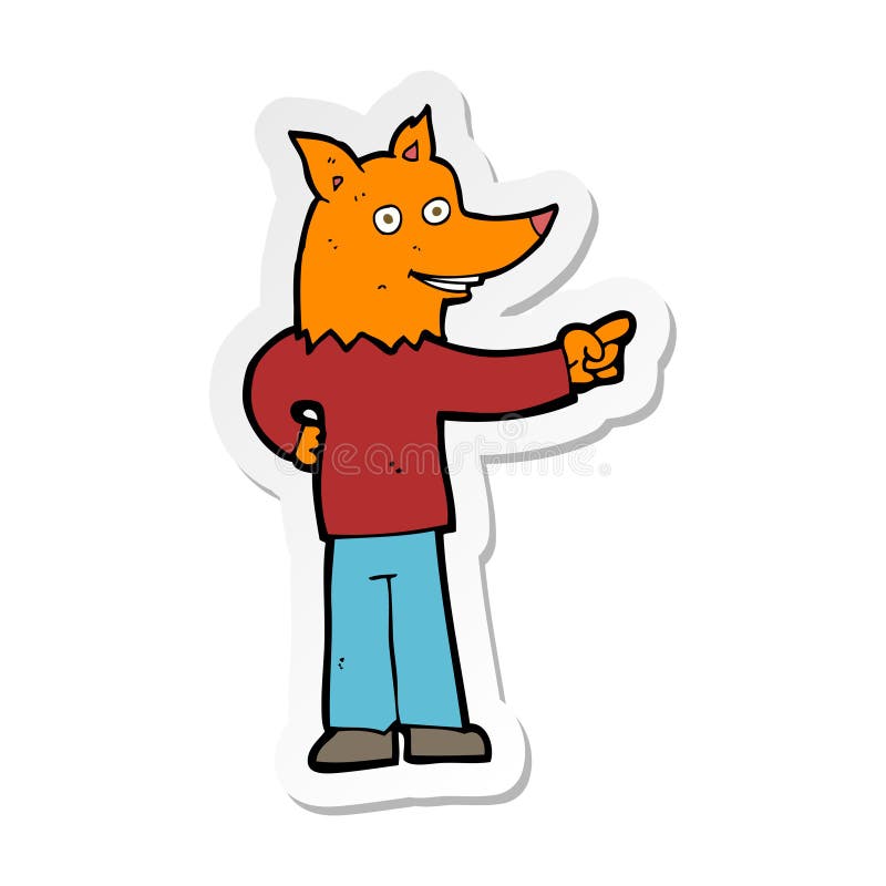 Sticker of a Cartoon Fox Man Pointing Stock Vector - Illustration of ...