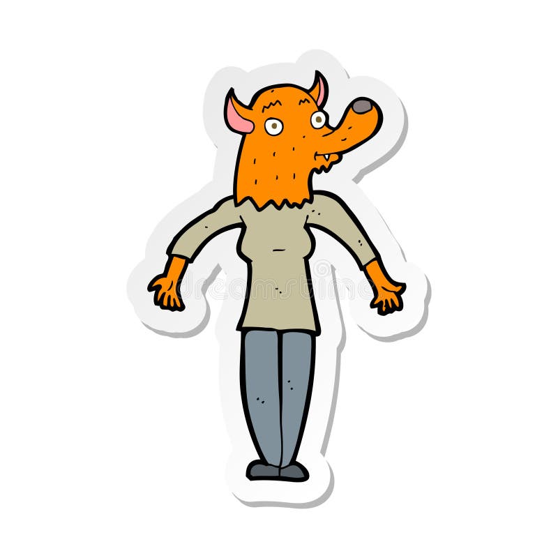Sticker of a Cartoon Fox Woman Stock Vector - Illustration of doodle ...