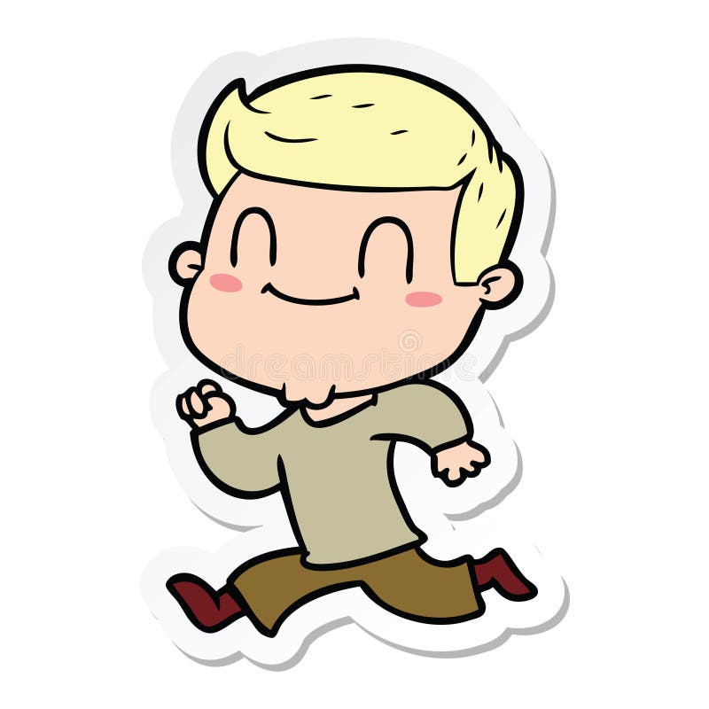 Sticker of a Cartoon Friendly Man Stock Vector - Illustration of ...