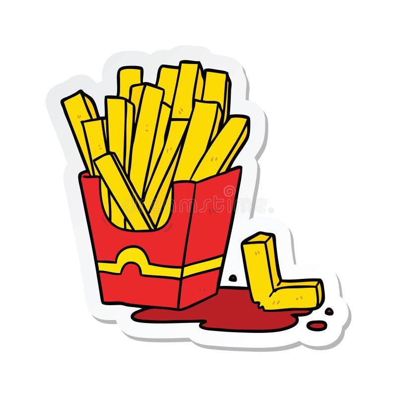 Cartoon Fries Cute Character Face Sticker. Stock Vector - Illustration ...
