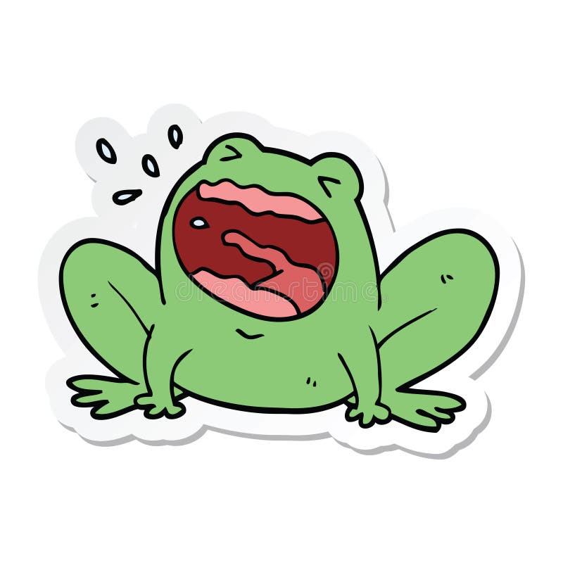 Sticker of a Cartoon Frog Shouting Stock Vector - Illustration of toad ...