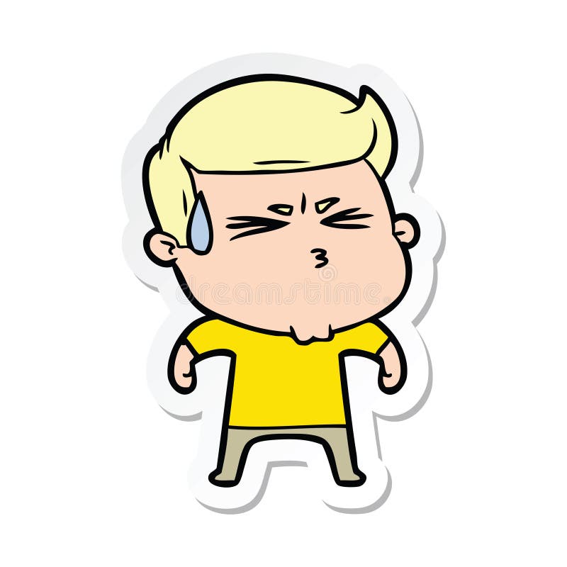 Sticker of a Cartoon Frustrated Man Stock Vector - Illustration of ...