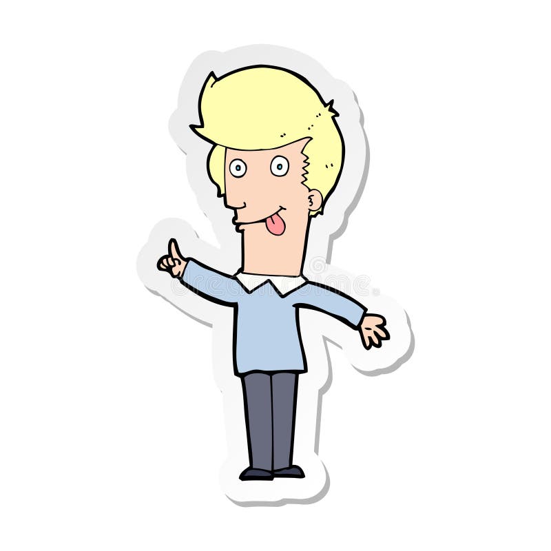 Sticker of a Cartoon Funny Man with Idea Stock Vector - Illustration of ...