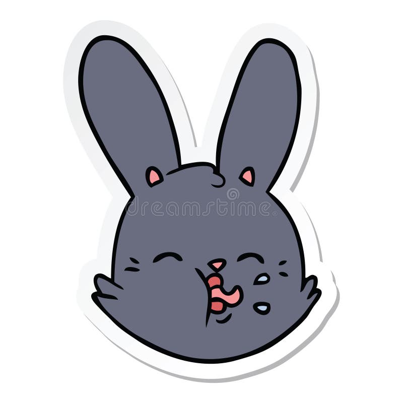 Sticker of a Cartoon Funny Rabbit Face Stock Vector - Illustration of ...