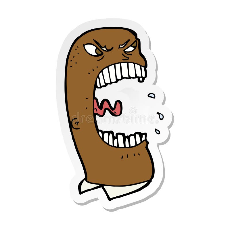 Sticker of a Cartoon Furious Man Shouting Stock Vector - Illustration ...