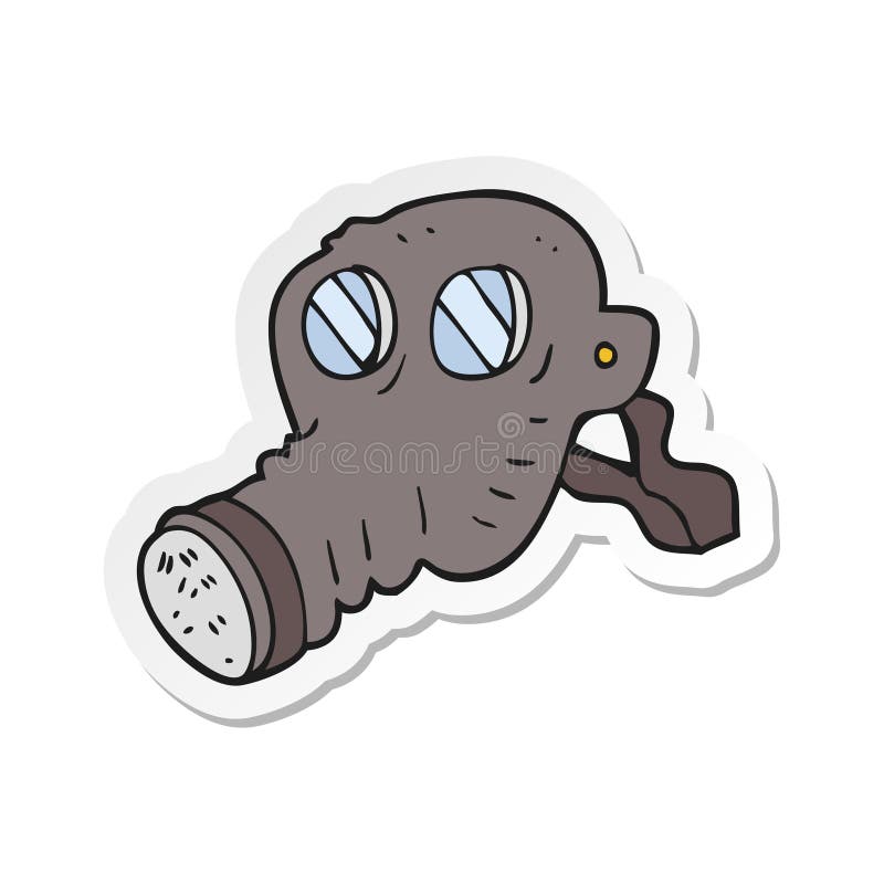 Sticker of a Cartoon Gas Mask Stock Vector - Illustration of quirky ...