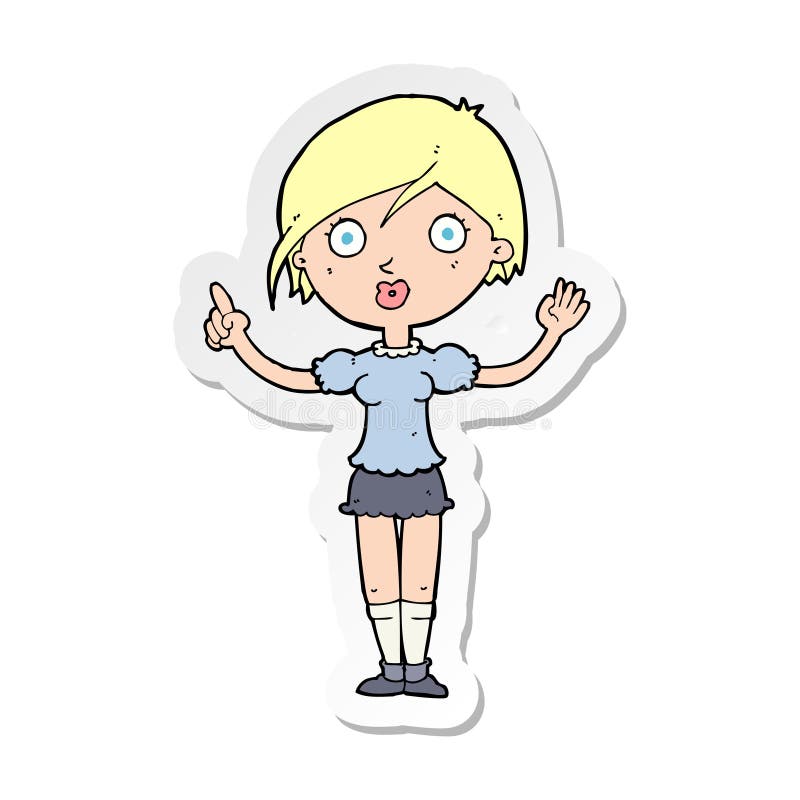 Sticker of a Cartoon Girl Asking Question Stock Vector - Illustration ...