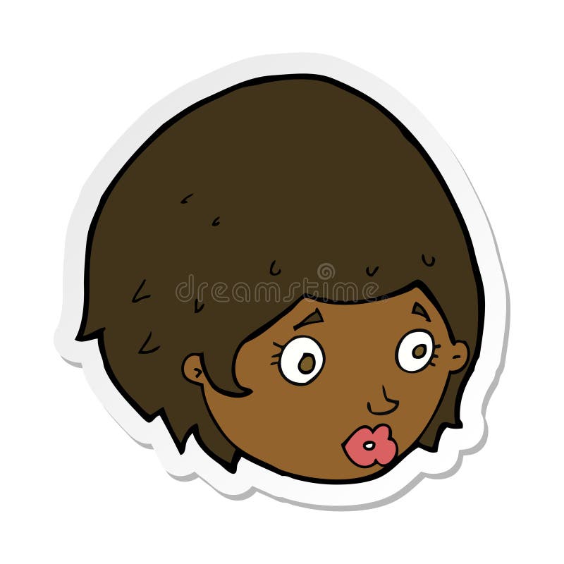 Sticker of a Cartoon Girl with Concerned Expression Stock Vector ...