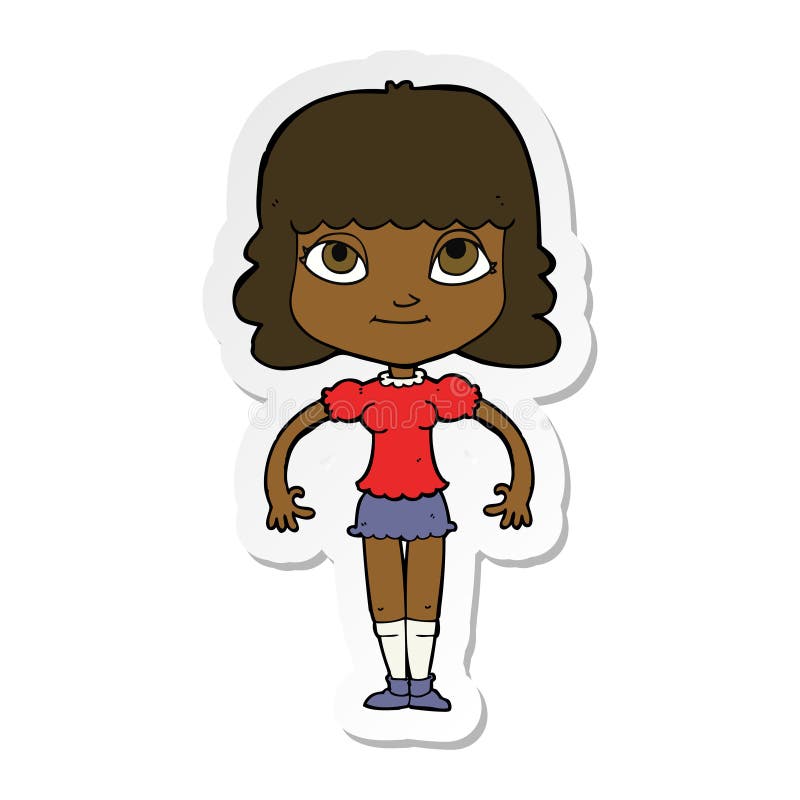 Sticker of a cartoon girl stock vector. Illustration of girl - 147694148