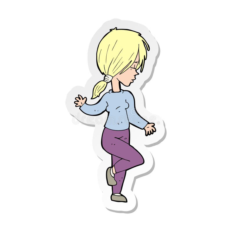 Sticker of a Cartoon Girl Dancing Stock Vector - Illustration of icon ...