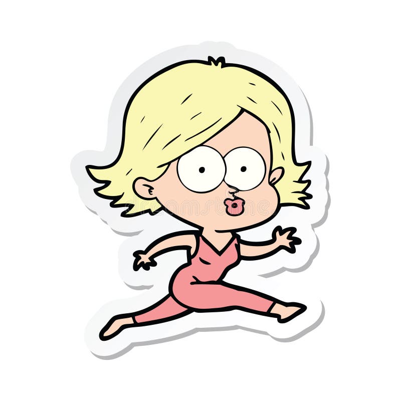 Sticker of a Cartoon Girl Pouting Stock Vector - Illustration of retro ...