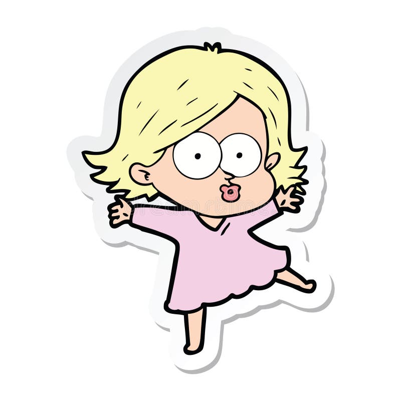 Sticker of a Cartoon Girl Pouting Stock Vector - Illustration of girl ...