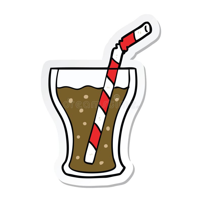 Sticker of a Cartoon Glass of Cola Stock Vector - Illustration of cola ...
