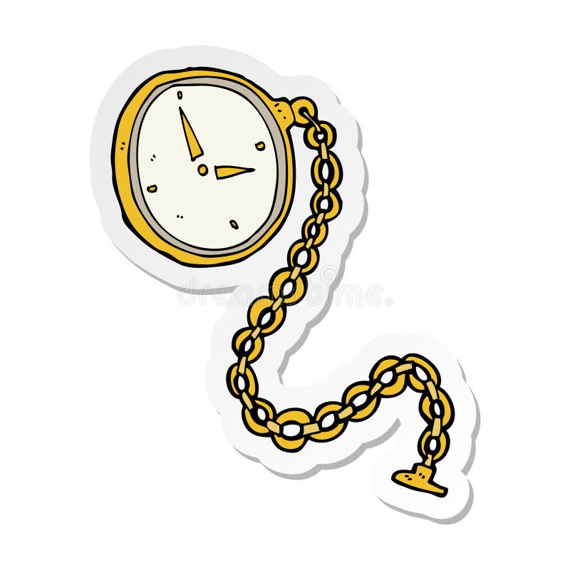 Sticker of a Cartoon Gold Watch Stock Vector - Illustration of cute ...