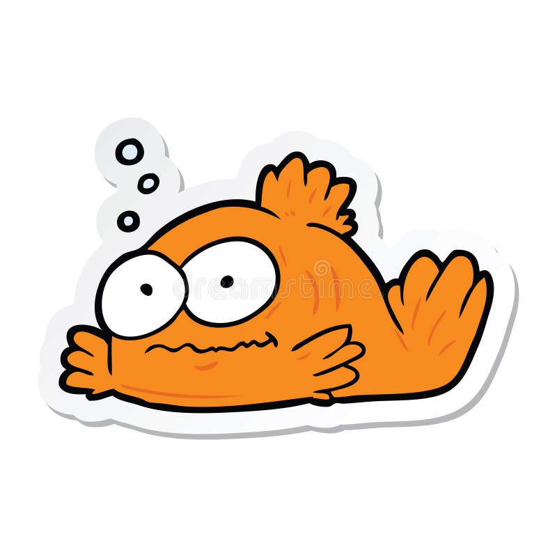 Sticker of a Cartoon Goldfish Stock Vector - Illustration of funny ...