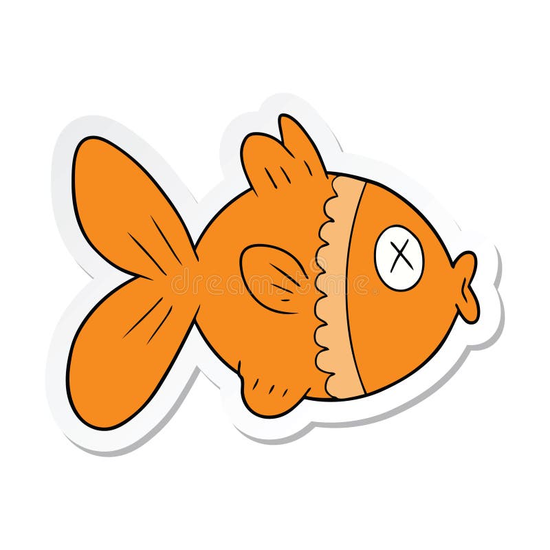 Sticker of a Cartoon Goldfish Stock Vector - Illustration of doodle ...