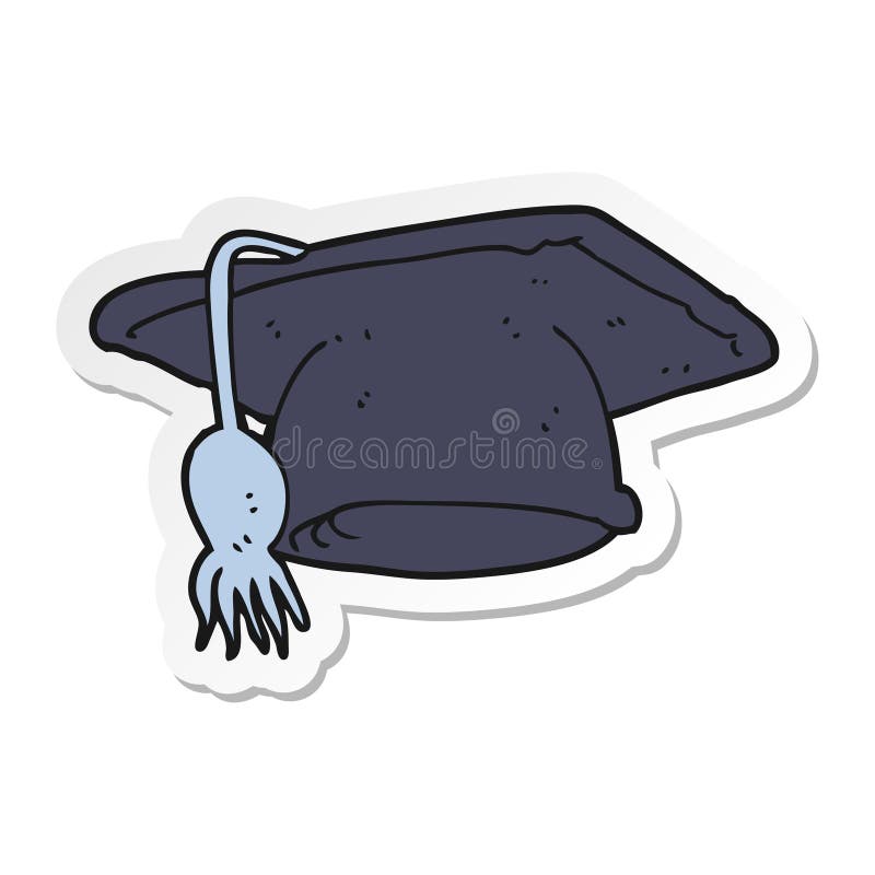 Sticker of a Cartoon Graduation Cap Stock Vector - Illustration of ...