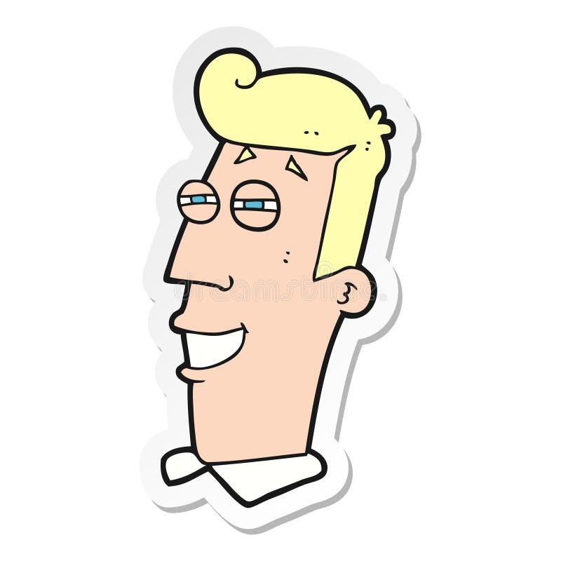 Sticker of a Cartoon Grinning Man Stock Vector - Illustration of ...