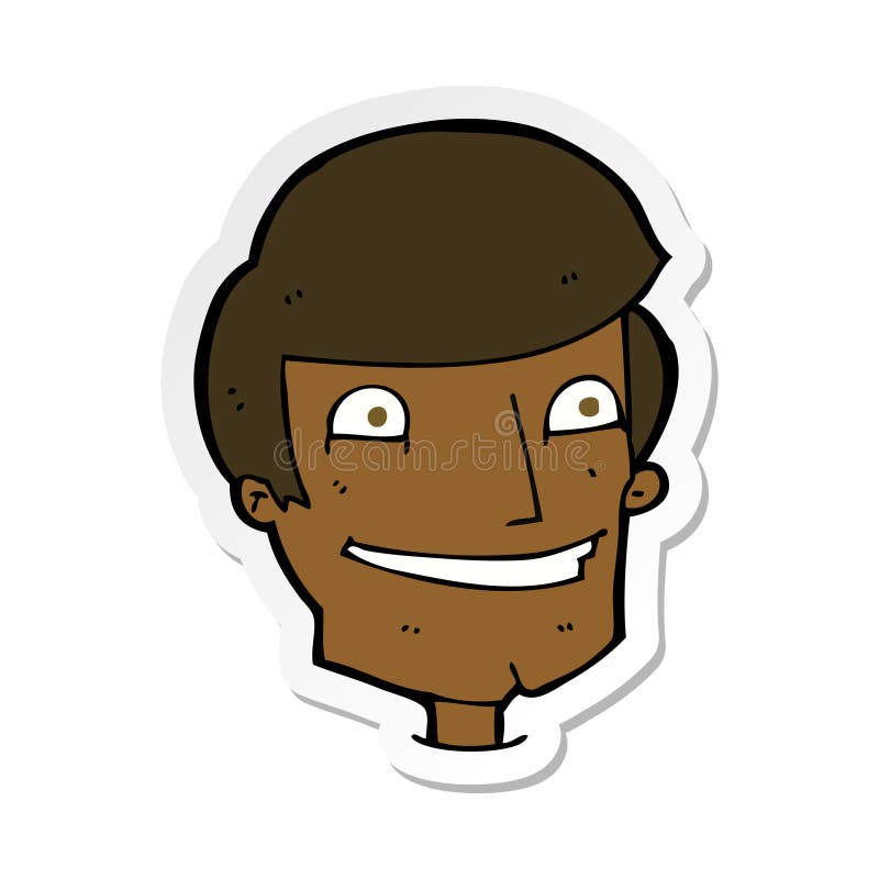 Sticker of a Cartoon Grinning Man Stock Vector - Illustration of hand ...
